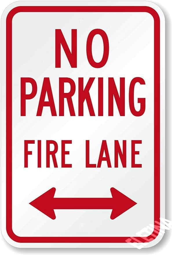 Metal Tin Sign Fire Lane - No Parking with Bidirectional Arrow 12" x 8 ...