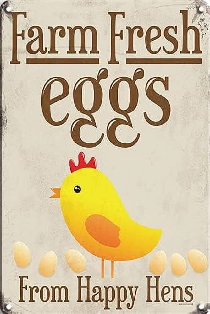 Metal Tin Sign Food Farm Fresh Eggs From Happy Hens Chick Rooster ...
