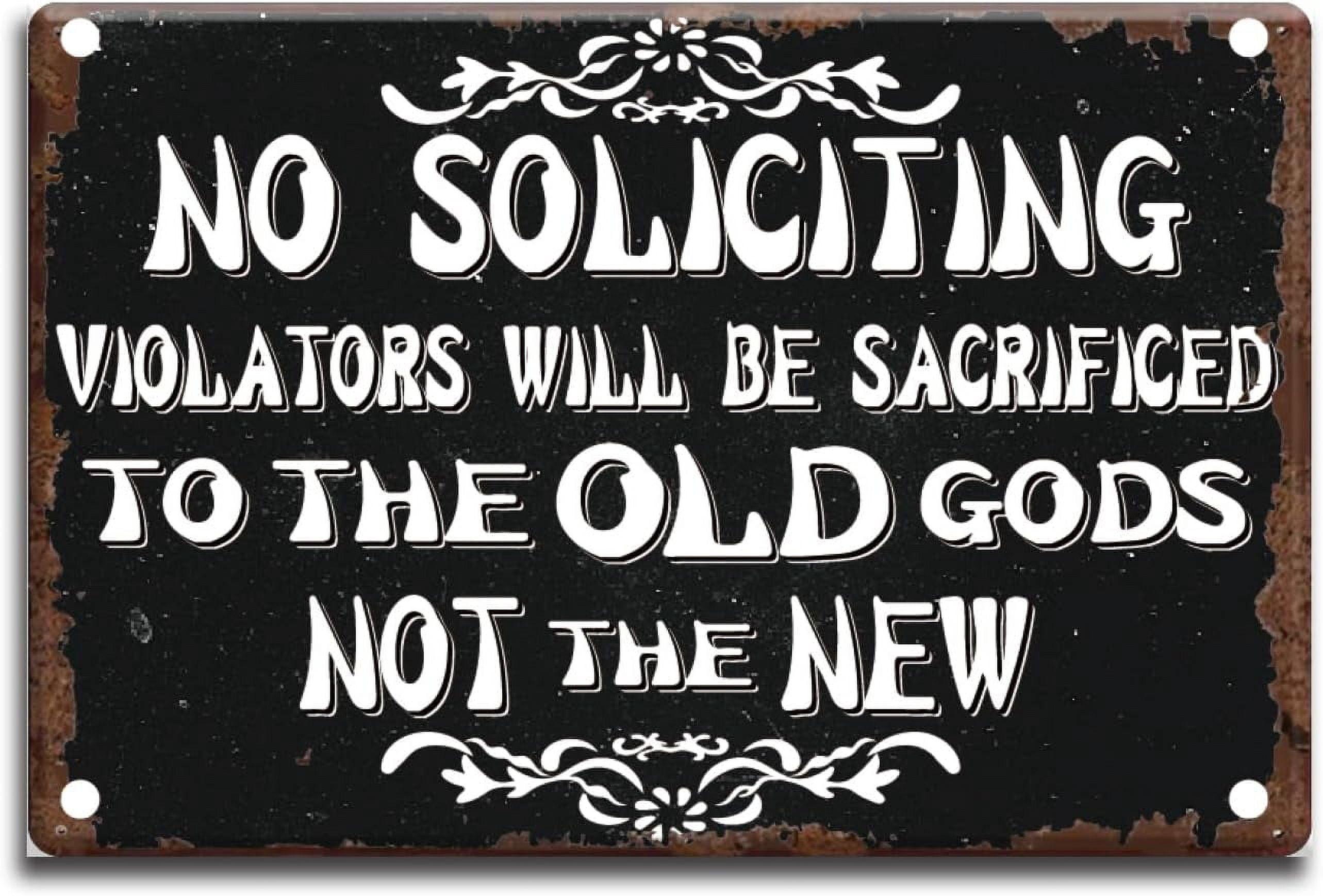 Metal Tin Sign Funny Dark Humor Vintage Iron Sign No Soliciting Sign ...