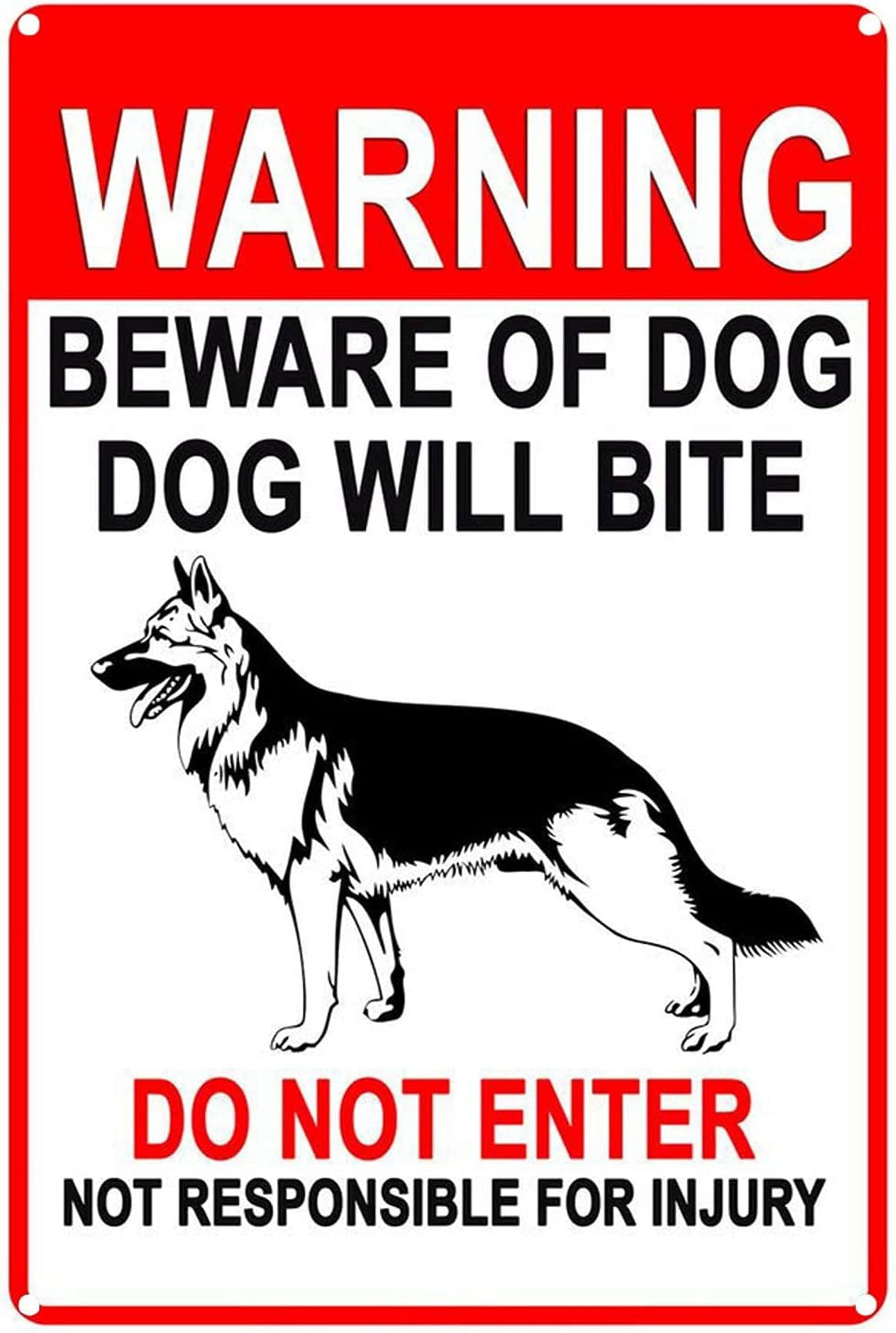 Metal Tin Sign German Shepherd Warning Sign, Warning Beware Dog Tag ...