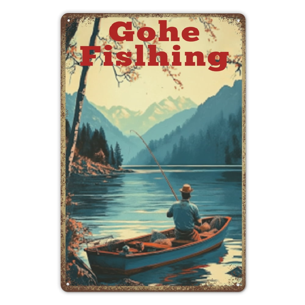 Metal Tin Sign Gone Fishing Metal Sign Sign Vintage Sign Retro Sign for ...