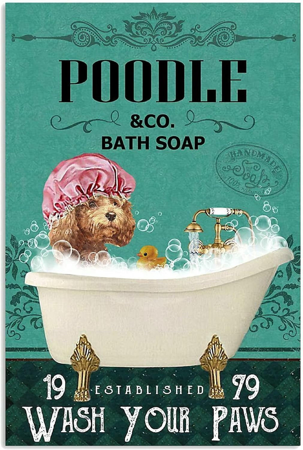 Metal Tin Sign Green Bath Soap Company Poodle Sign Vintage Tin Sign ...