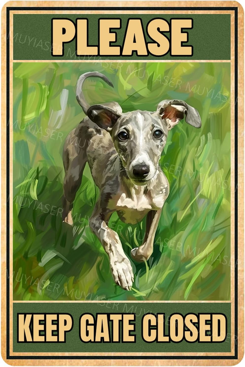 Metal Tin Sign Greyhound Please Keep Gate Closed Vintage Metal Signs ...