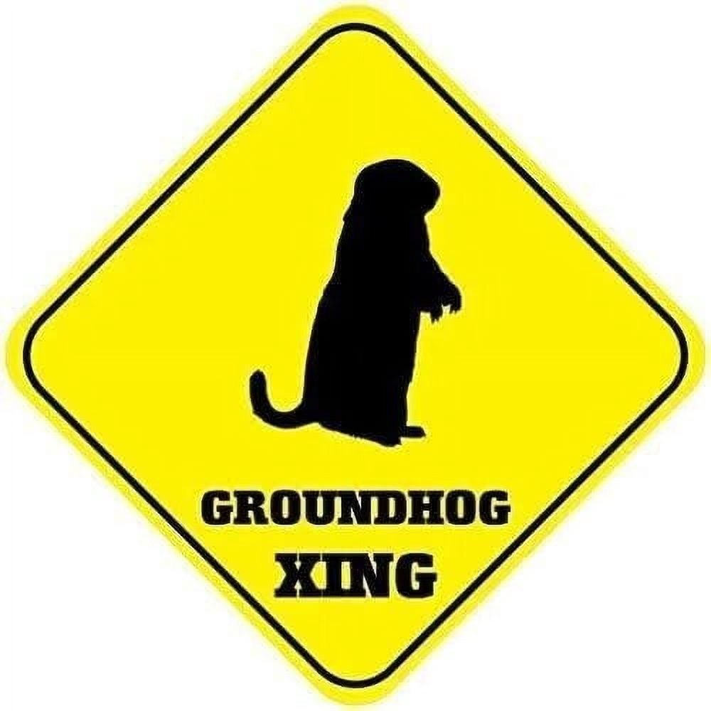 Metal Tin Sign Groundhog Crossings Squares for Kids Room Gate Yard Sign ...