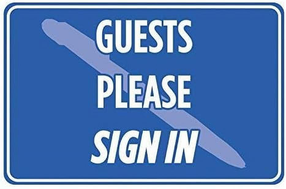 Metal Tin Sign Guests Please in Blue Print Notice Cashier Poster Office ...
