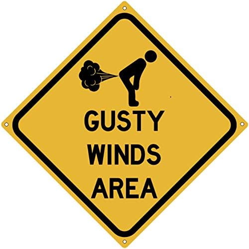 Metal Tin Sign Gusty Winds Area Road Flatulence Fart Humor Sign For ...