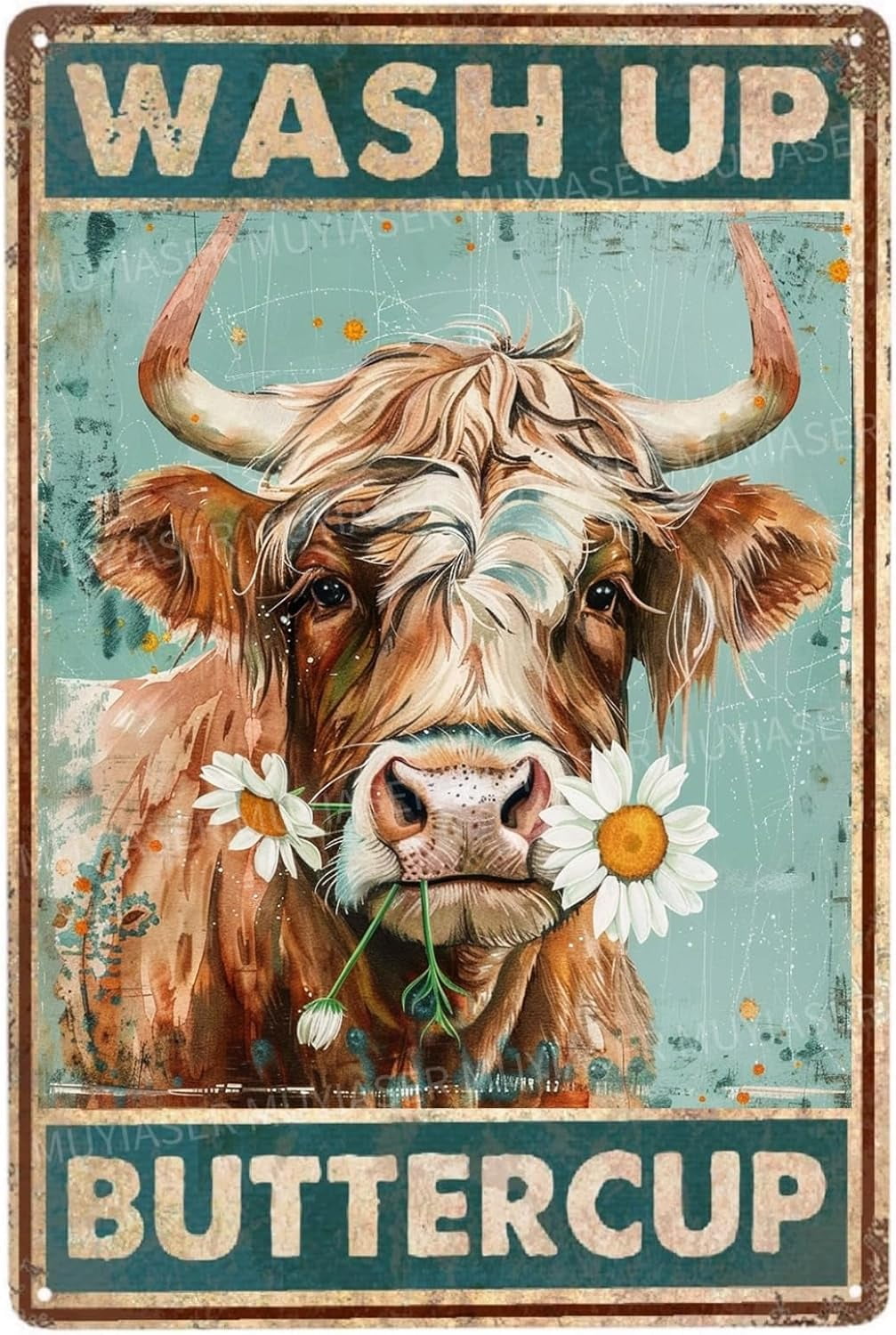 Metal Tin Sign Highland Cow Wash Up Buttercup Vintage Metal Signs Retro ...