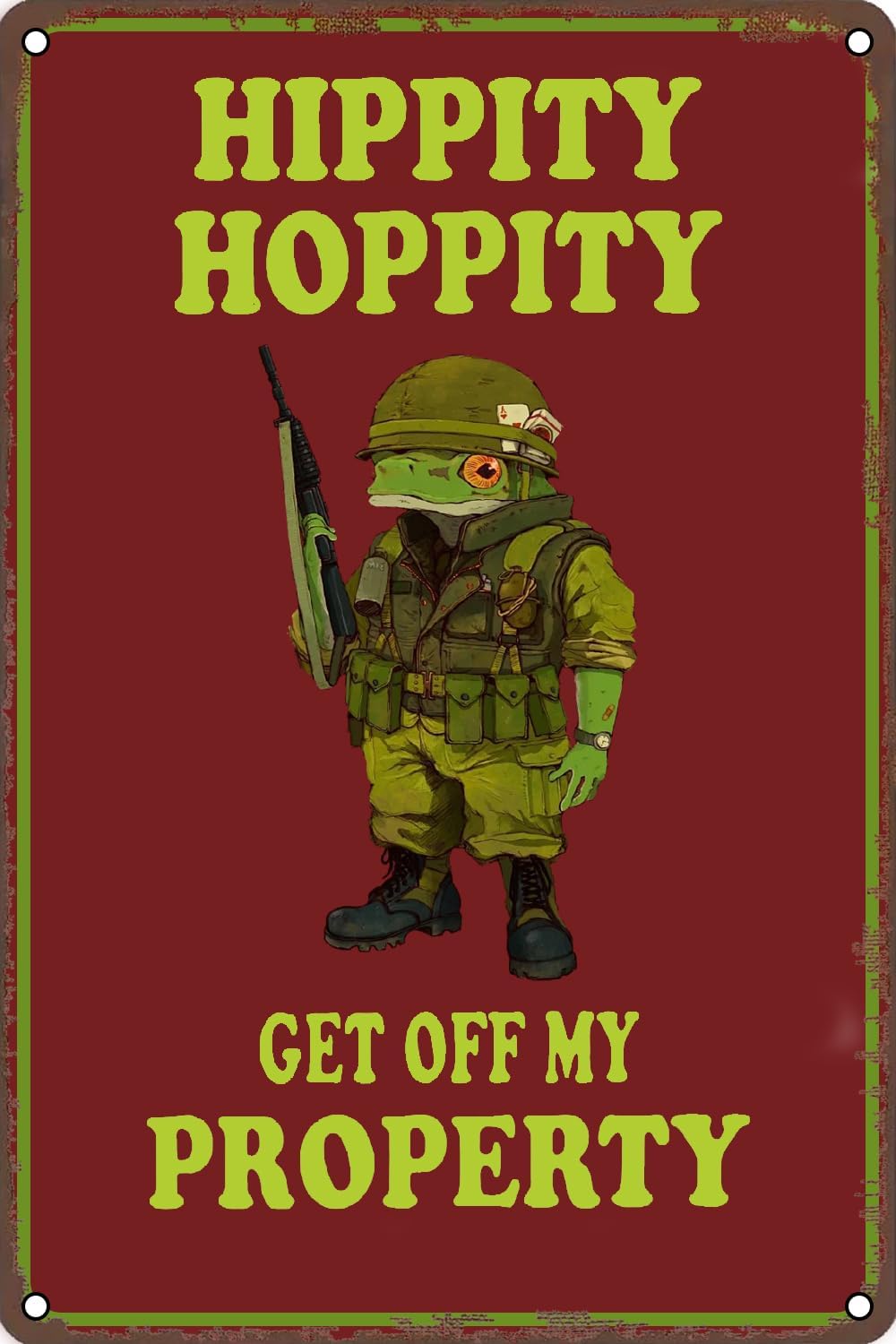 Metal Tin Sign Hippity Hoppity Get of my Property Sign Frog Poster No ...
