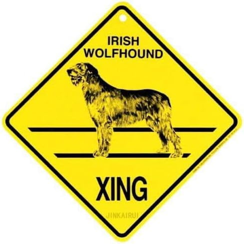 Metal Tin Sign Irish Wolfhound Xing Caution Crossing Dog Gift Sign For ...