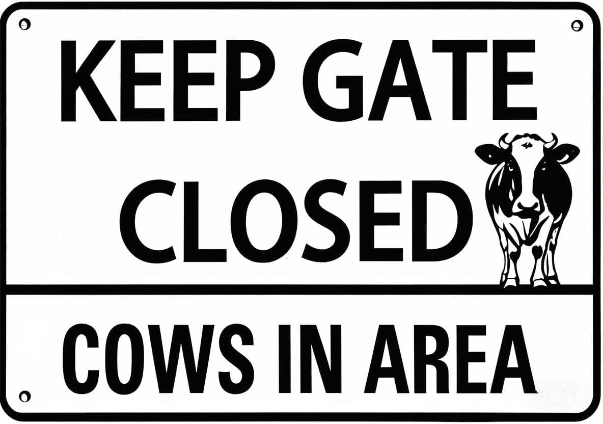 Metal Tin Sign KEEP GATE CLOSED COWS IN AREA activity sign Farm ，Poster ...