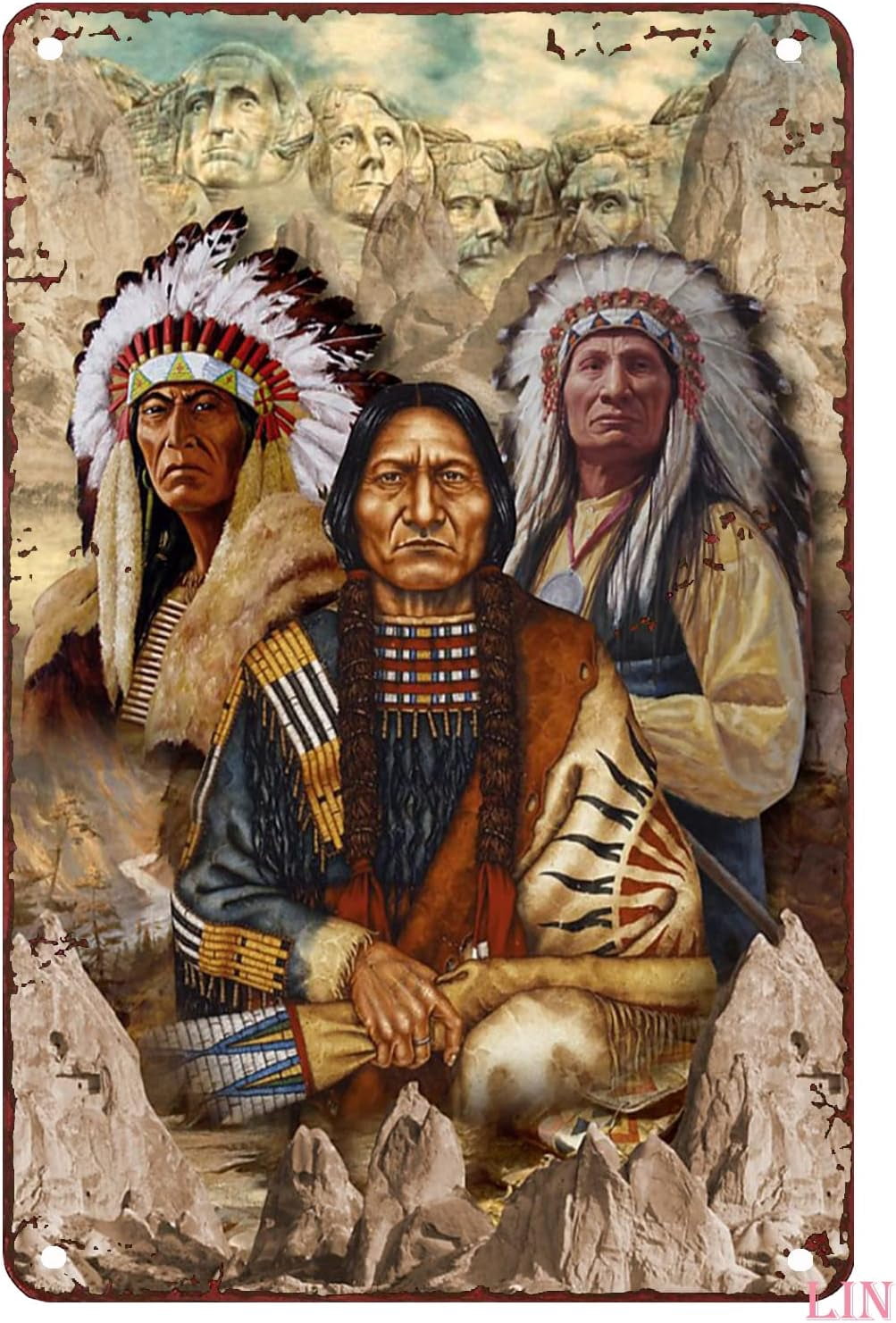 Metal Tin Sign - Tin Sign Kitchen Indigenous Man Native American Metal ...