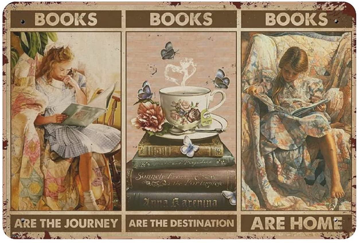 Metal Tin Sign Large Destination Journey Home Reading Vintage Tin ...