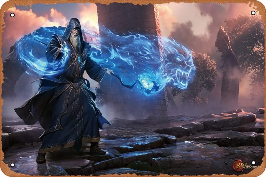 Metal Tin Sign Magic, Wolf, Staff, Wizard, Video Game, Rise Of The ...