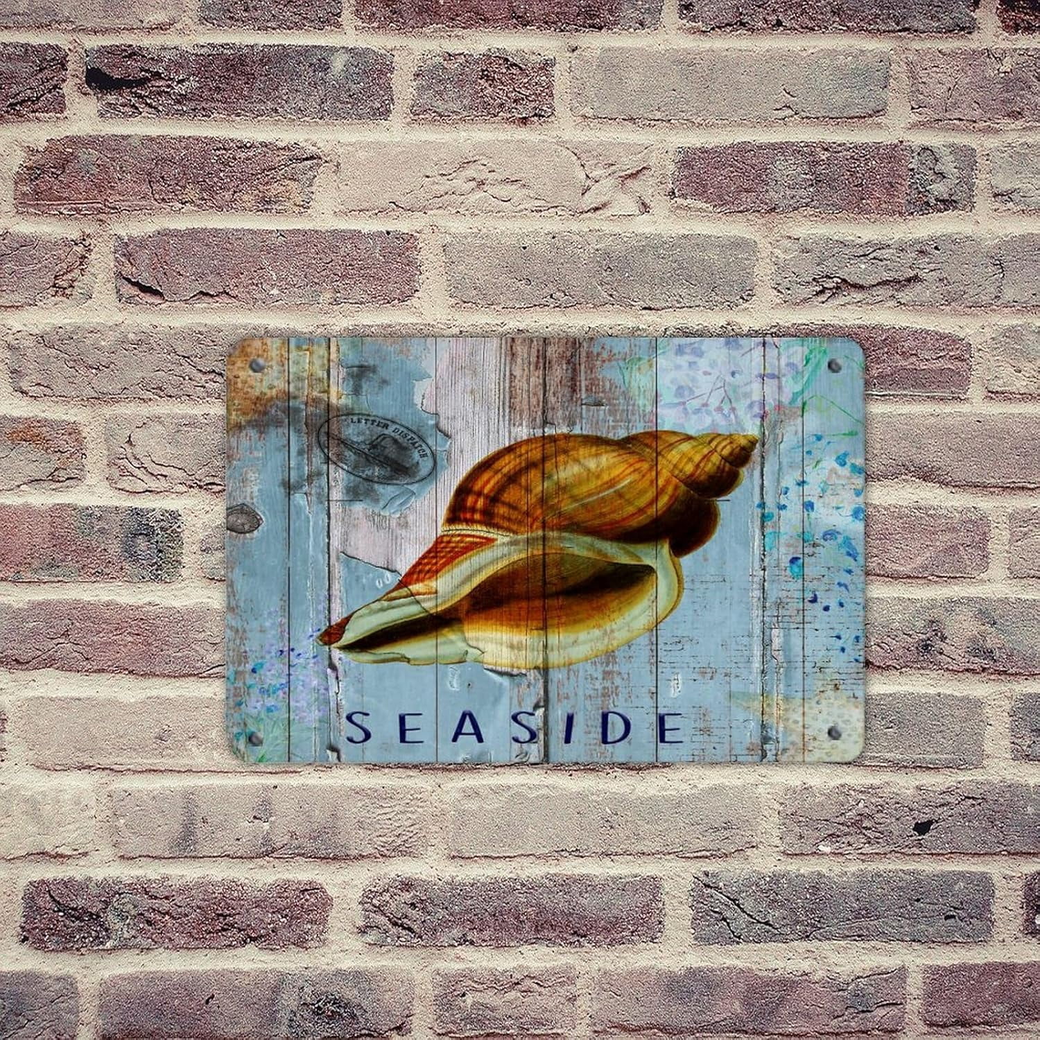 Metal Tin Sign Nautical Beach Ocean Theme Underwater Sea Snail Wall ...