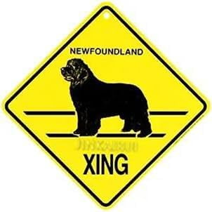 Metal Tin Sign Newfoundland Xing Caution Crossing Dog Gift Sign For ...