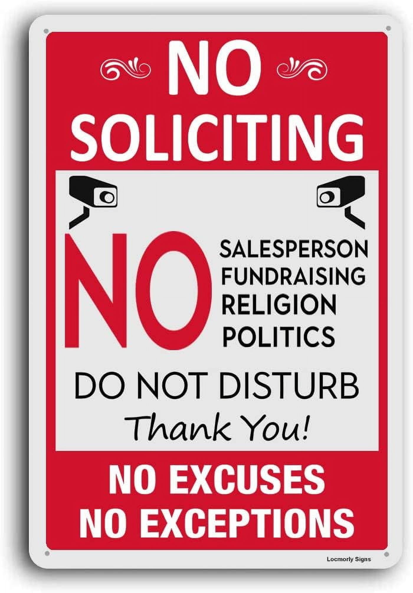 Metal Tin Sign No Soliciting Sign for House, No Excuses, No Exceptions ...