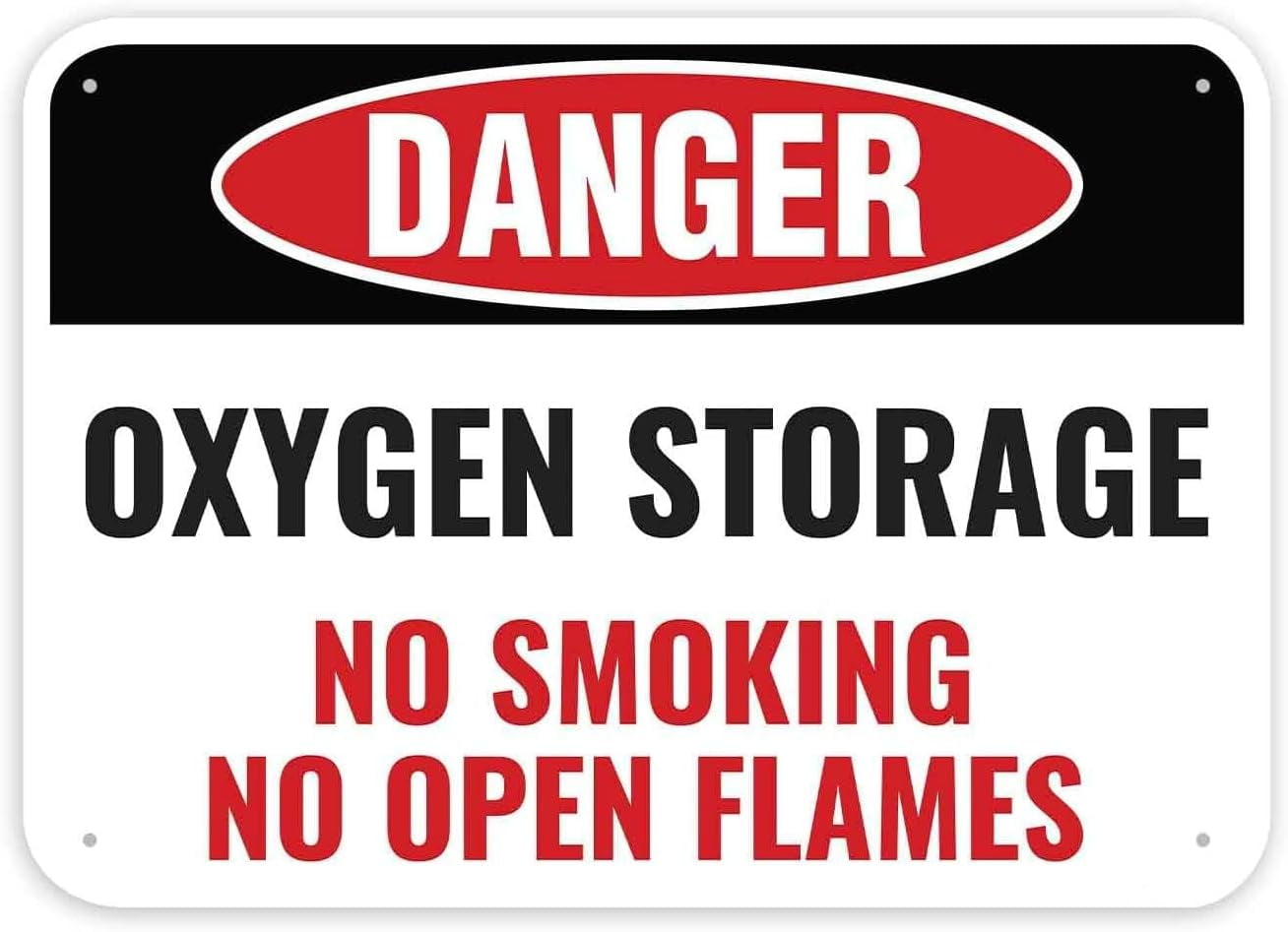 Metal Tin Sign Oxygen Storage Sign, 12 x 8 Inches Poster Plaque Oxygen ...