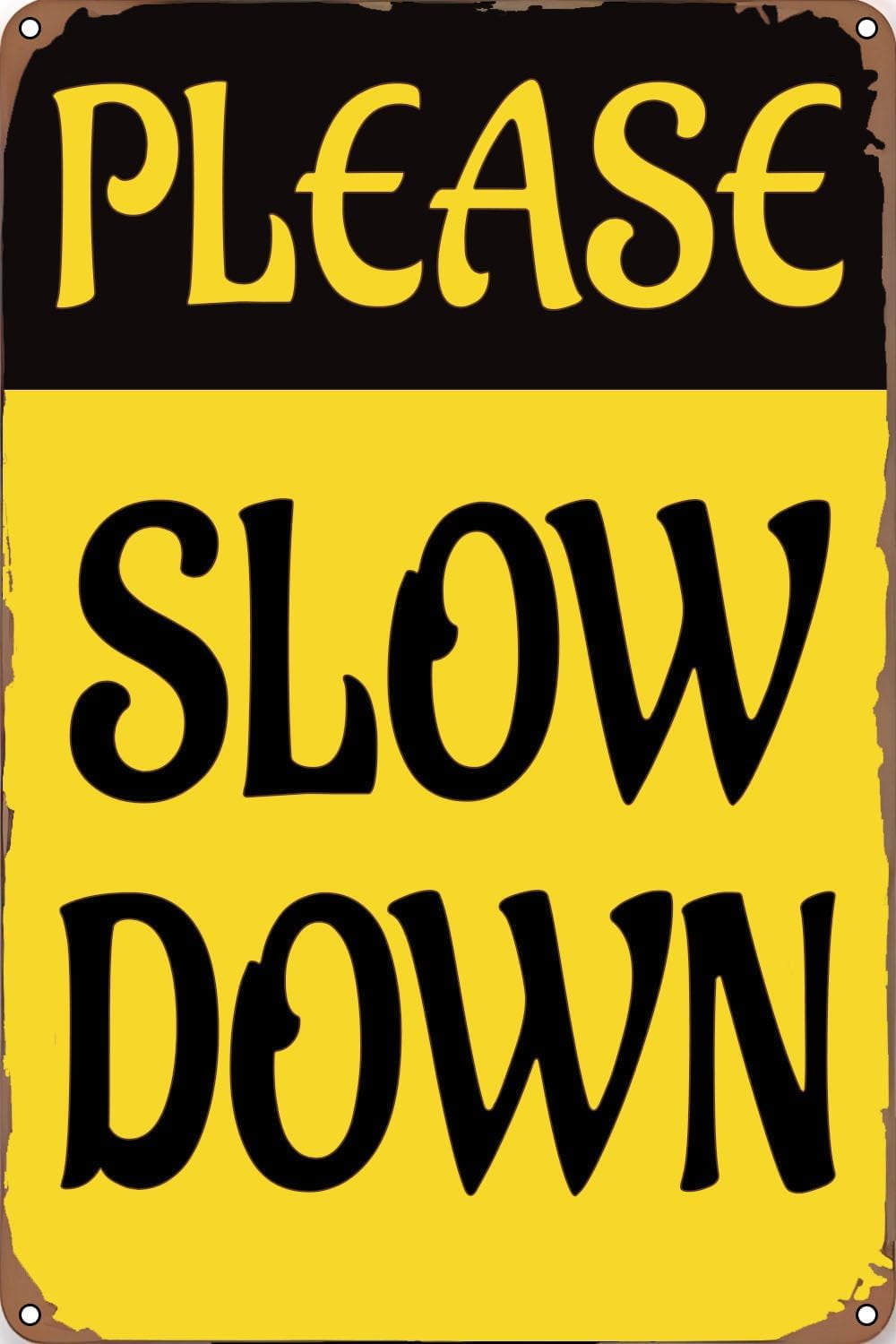 Metal Tin Sign - Please Slow Down Sign Reflective Plastic Yard Signs ...
