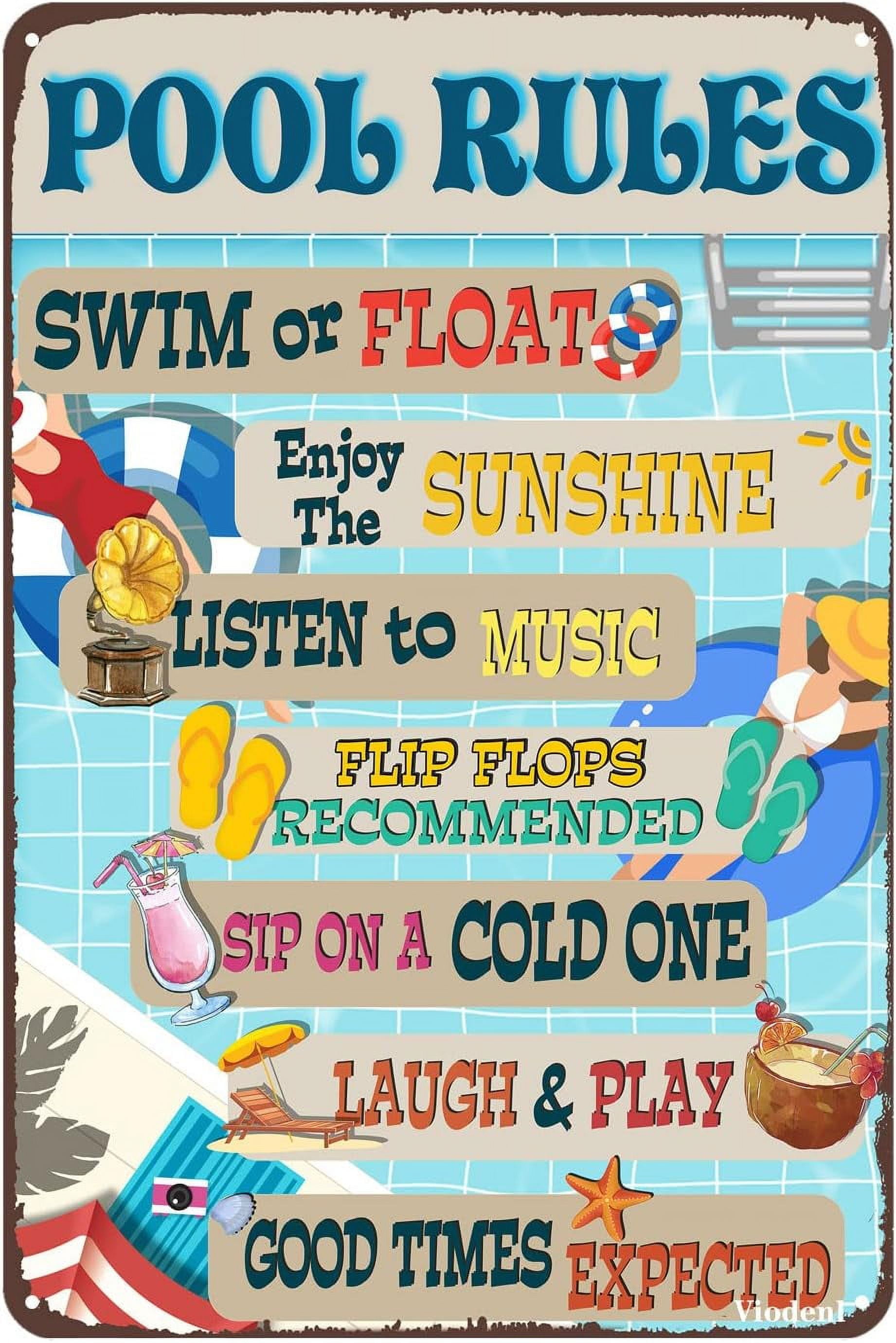 Metal Tin Sign Pool Rules Tin Sign Vintage Pool Patio Wall Decoration ...