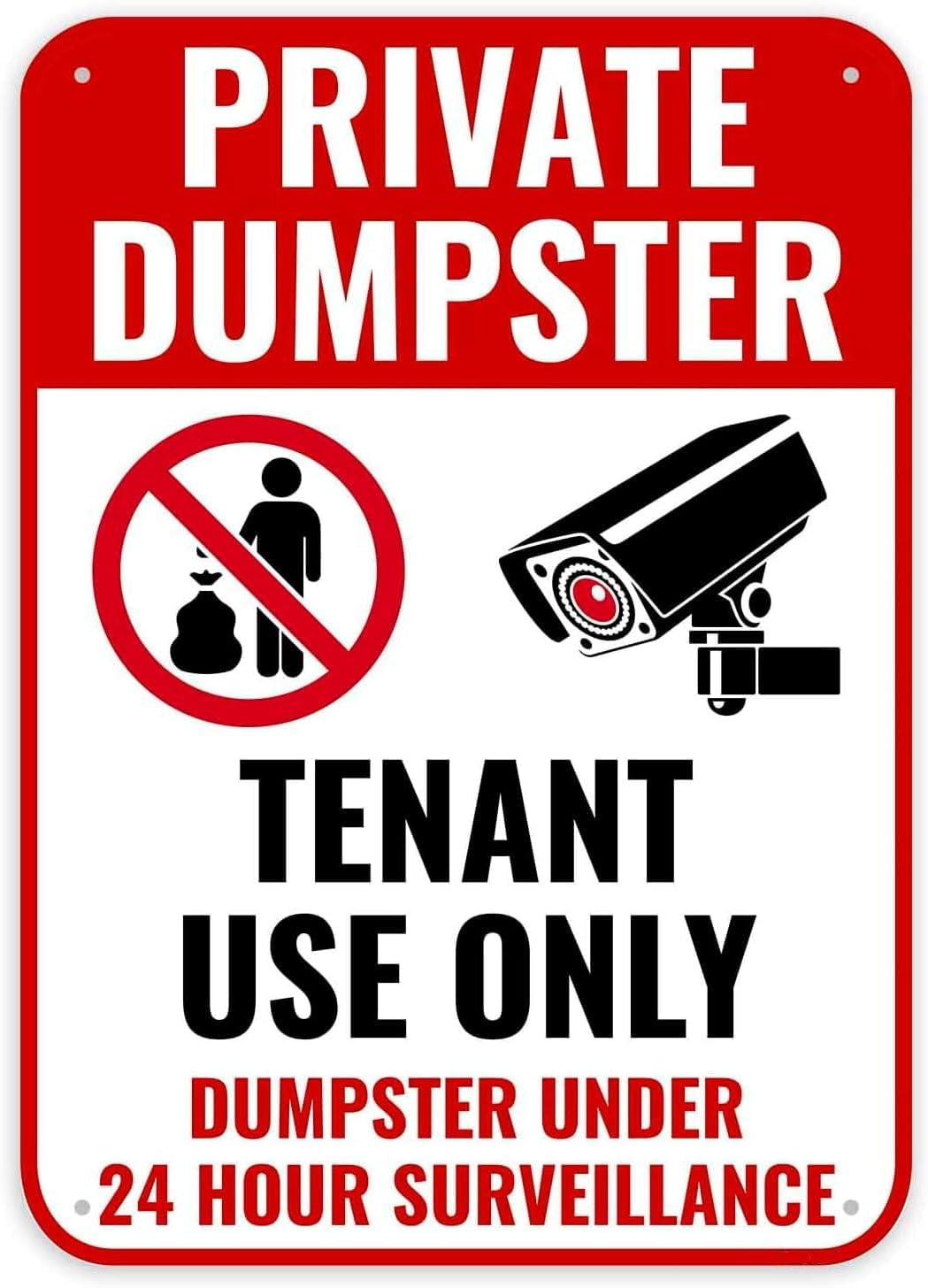 Metal Tin Sign Private Dumpster Sign, 12 x 8 Inches - No Dumping ...
