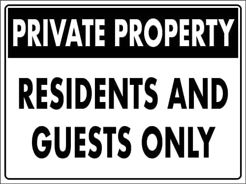 Metal Tin Sign Private Property Residents And Guests Only Sign Security ...