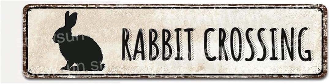Metal Tin Sign Rabbit Crossing Metal Signs Vintage Signs Retro Sign For ...