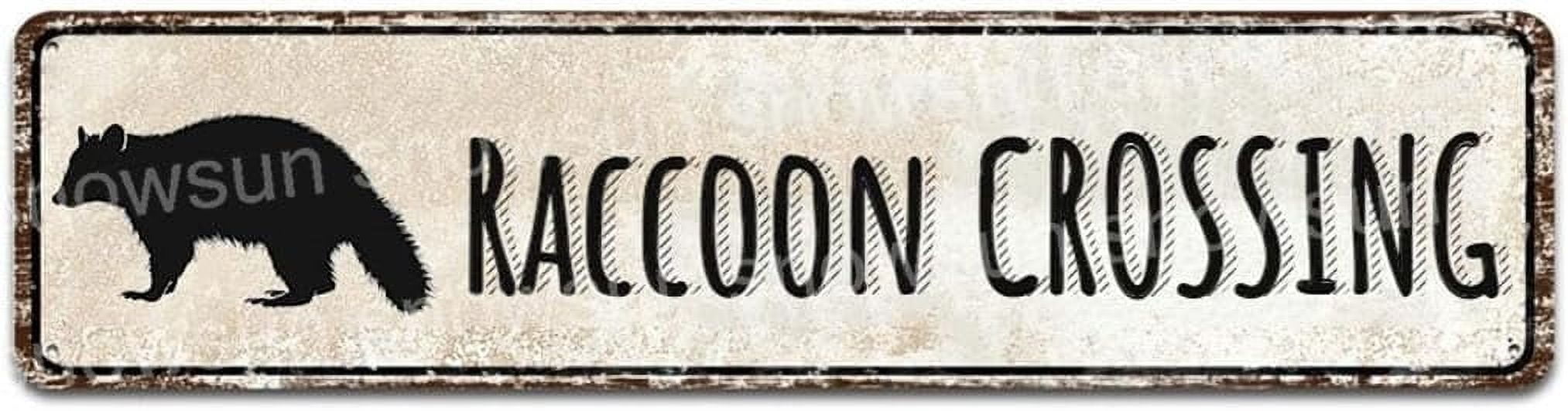 Metal Tin Sign Raccoon Crossing Metal Signs Vintage Signs Retro Sign ...