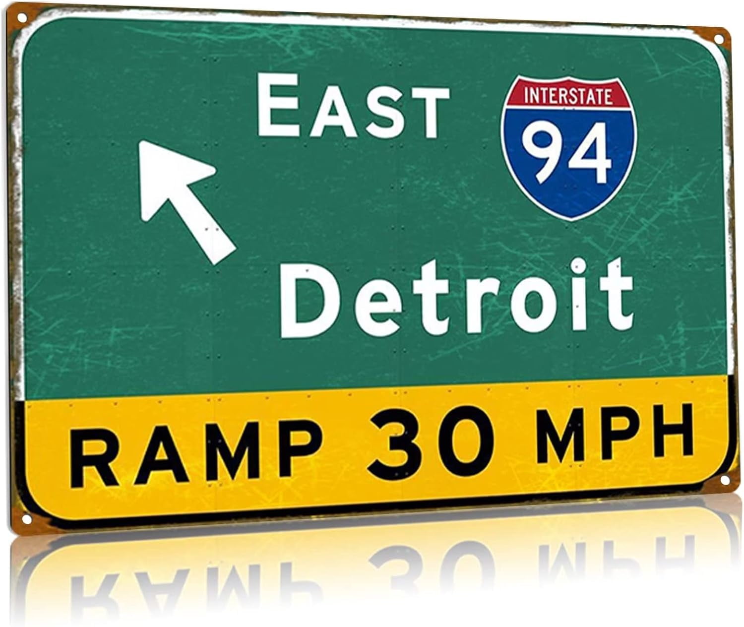 Metal Tin Sign Retro East Detroit Interstate 94 Road Signage Direction ...