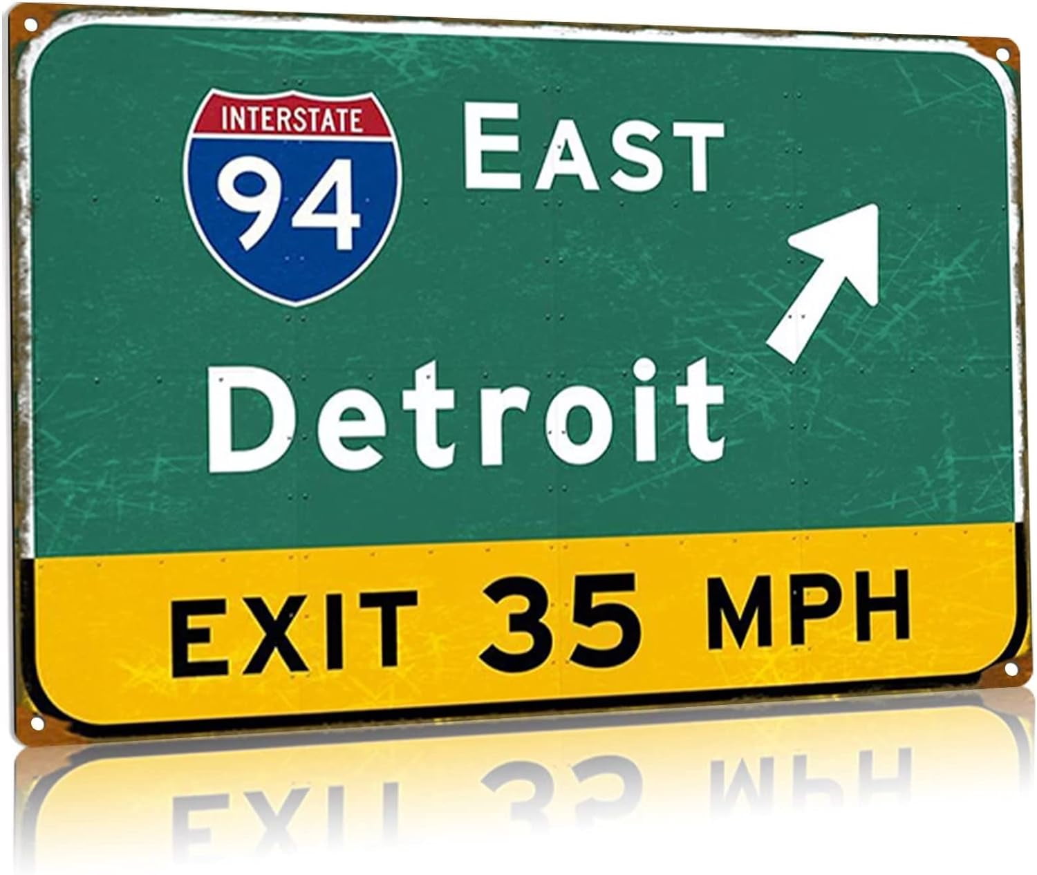 Metal Tin Sign Retro East Detroit Interstate 94 Road Signage Direction ...