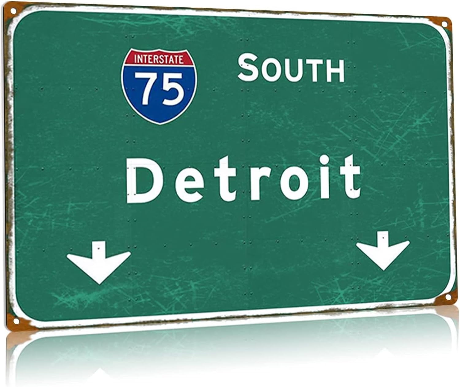 Metal Tin Sign Retro East Detroit Interstate 94 Road Signage Direction ...