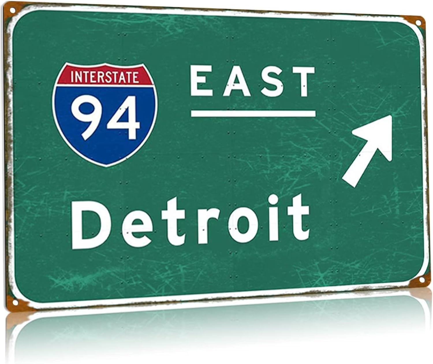 Metal Tin Sign Retro East Detroit Interstate 94 Road Signage Direction ...