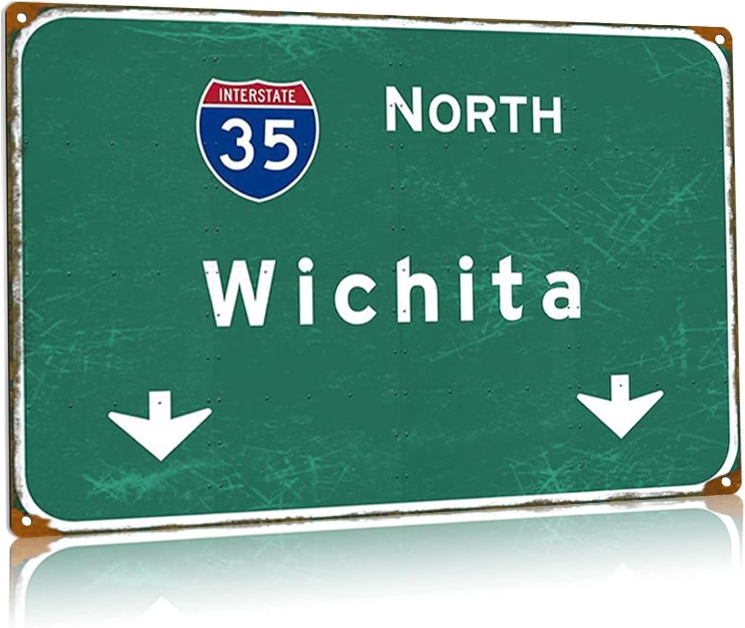 Metal Tin Sign Retro North Wichita Interstate 35 Road Signage Highway ...