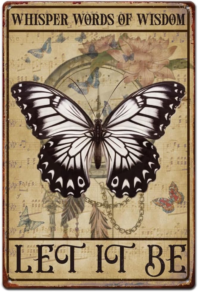 Metal Tin Sign Retro Metal Posters Metal Butterfly Tin Wall Sign ...