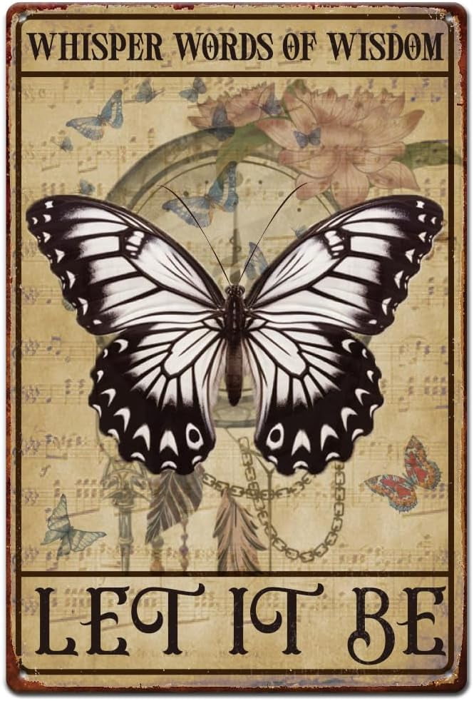 Metal Tin Sign Retro Metal Posters Metal Butterfly Tin Wall Sign ...
