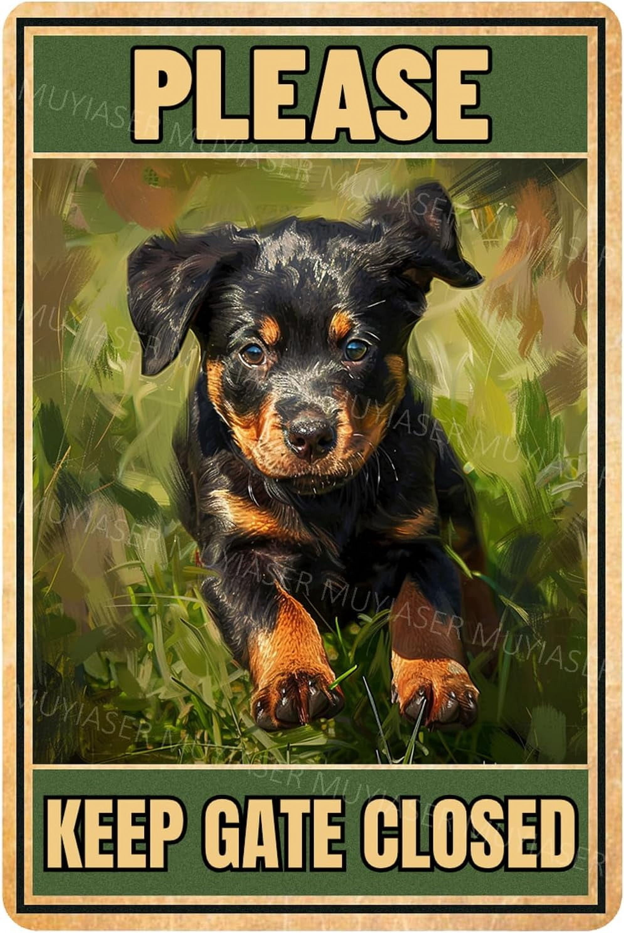 Metal Tin Sign Rottweiler Please Keep Gate Closed Vintage Metal Signs ...
