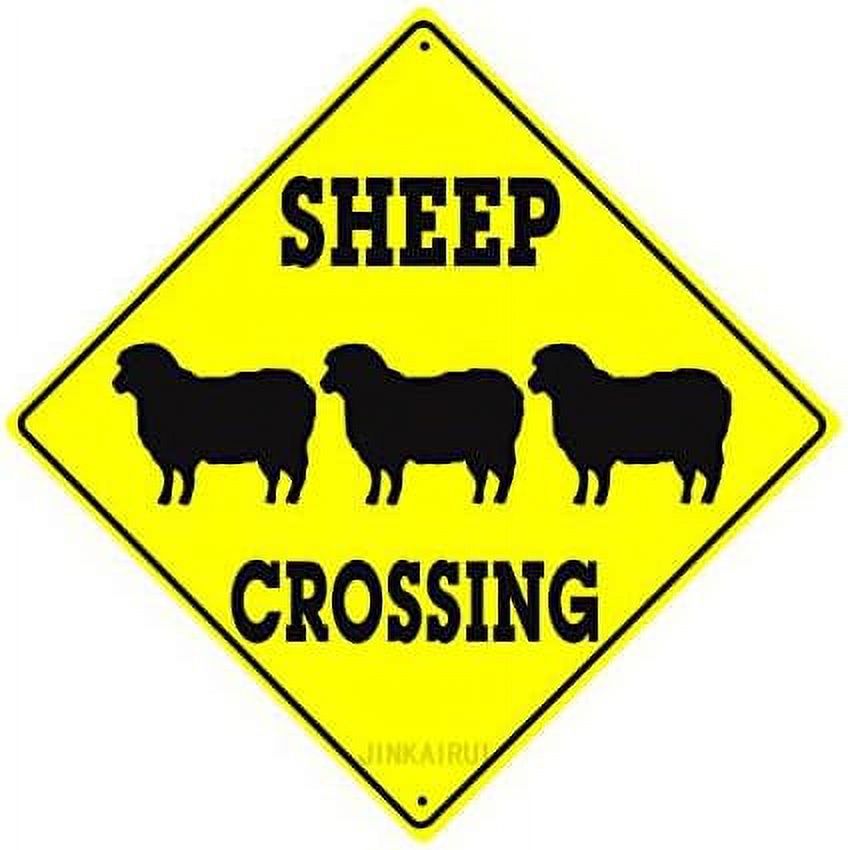 Metal Tin Sign Sheep Crossing with Graphic Farm Ranch Sheeps Animal ...
