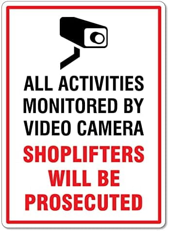 Metal Tin Sign - Shoplifting Prevention Sign - Silver - 8 x 12 Inches ...