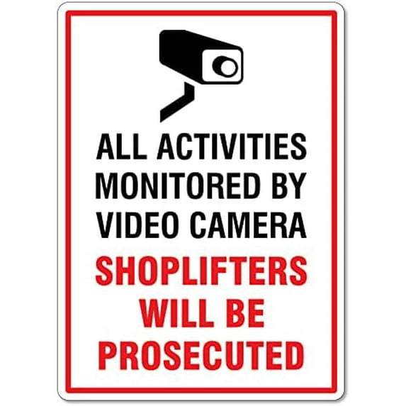Metal Tin Sign - Shoplifting Prevention Sign - Silver - 8 x 12 Inches ...