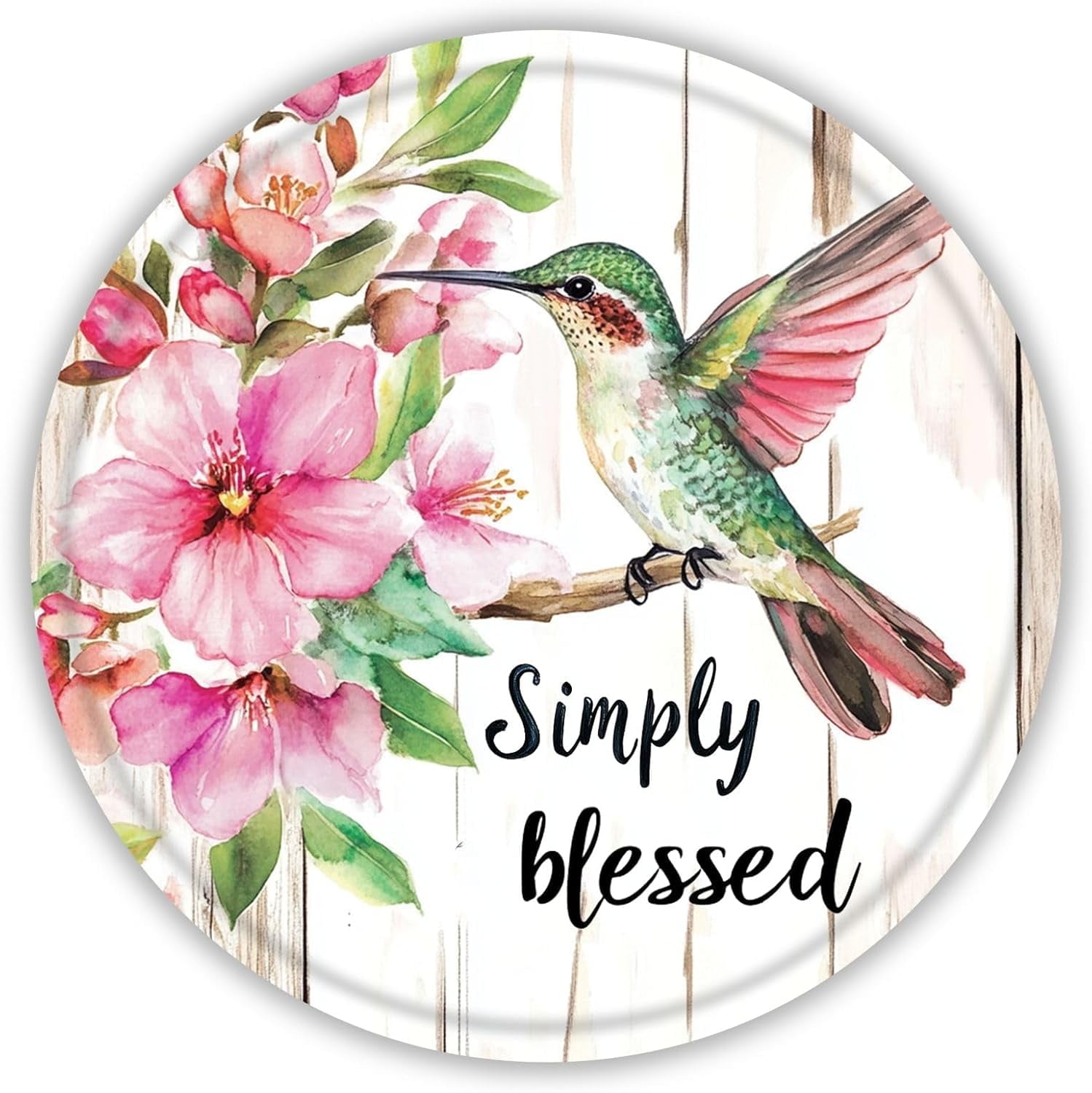 Metal Tin Sign Simply Blessed Hummingbird Vintage Flowers Metal Signs ...