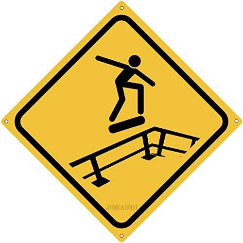 Metal Tin Sign Skateboard Crossing Road Street Skater Grind Rail Garage ...