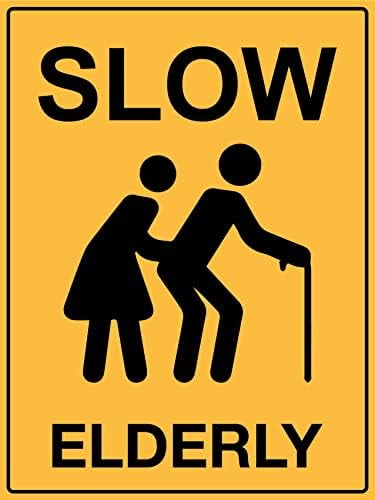 Metal Tin Sign Slow Elderly Sign Caution Danger Safety Security Warning ...