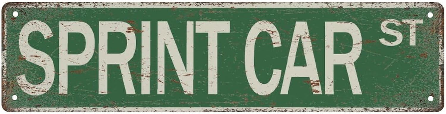 Metal Tin Sign Sprint Car St Street Sign Vintage Rustic Retro Room ...
