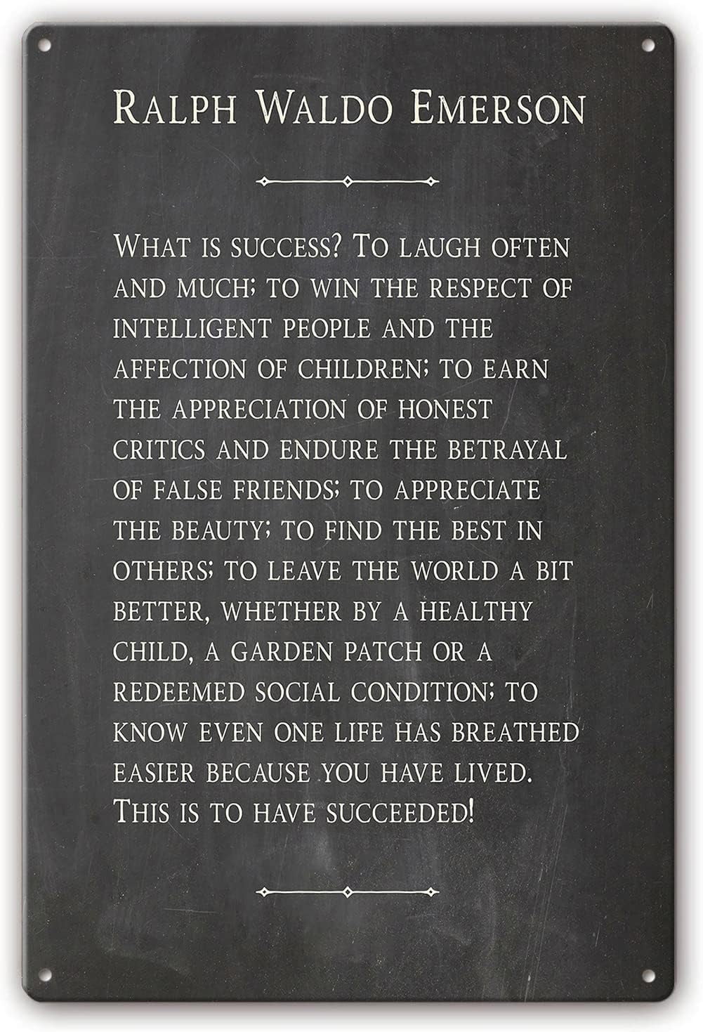 Metal Tin Sign What is Success by Ralph Waldo Emerson Motivational ...