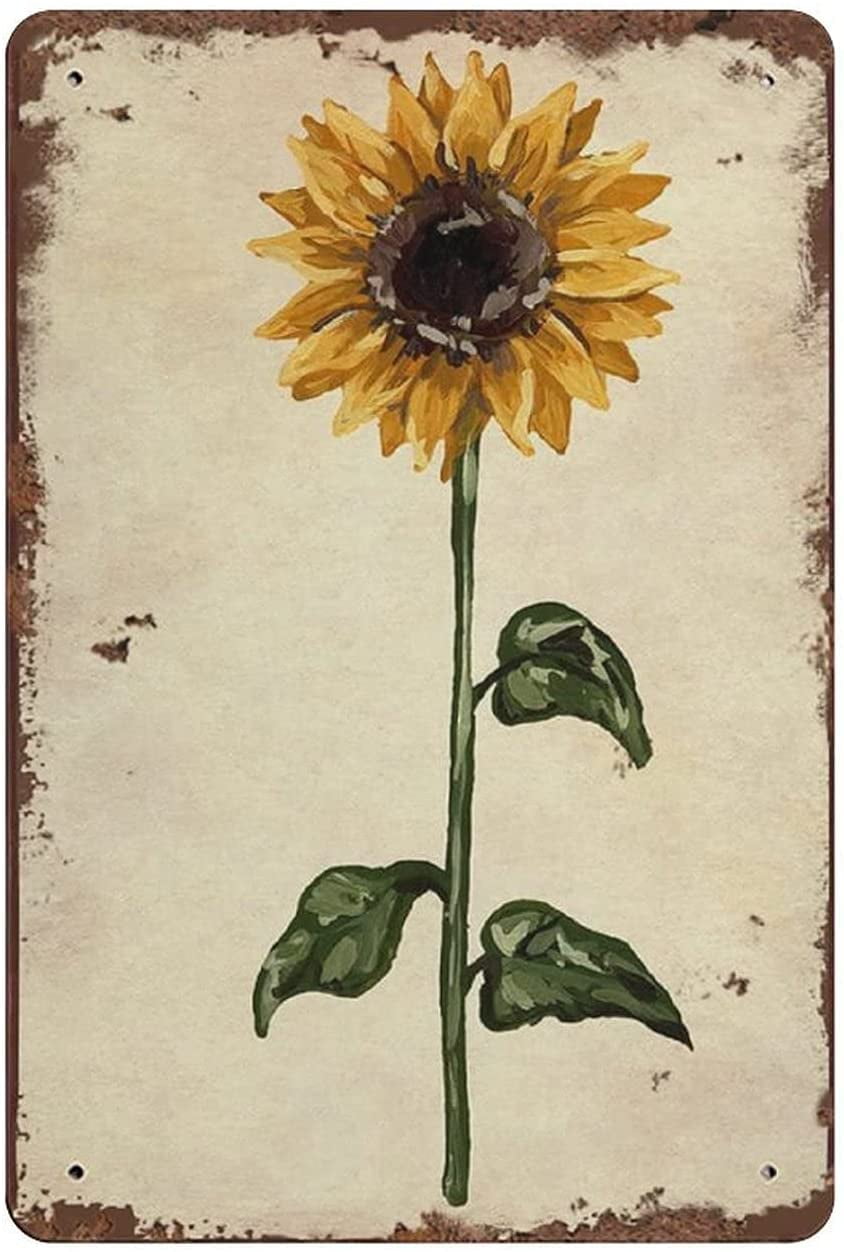 Metal Tin Sign Sunflower Vintage Tin Poster Metal Sign Wall Decoration ...