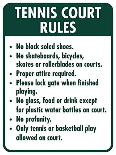 Metal Tin Sign Tennis Court Rules Sign Warning Security Notice Signs ...