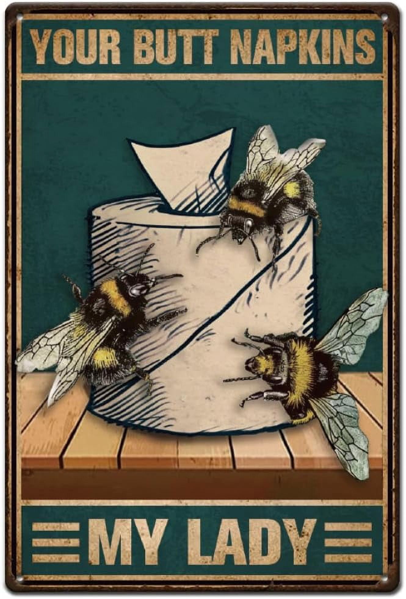 Metal Tin Sign Toilet Bees Vintage Iron Tin Sign Funny Bathroom Wall ...
