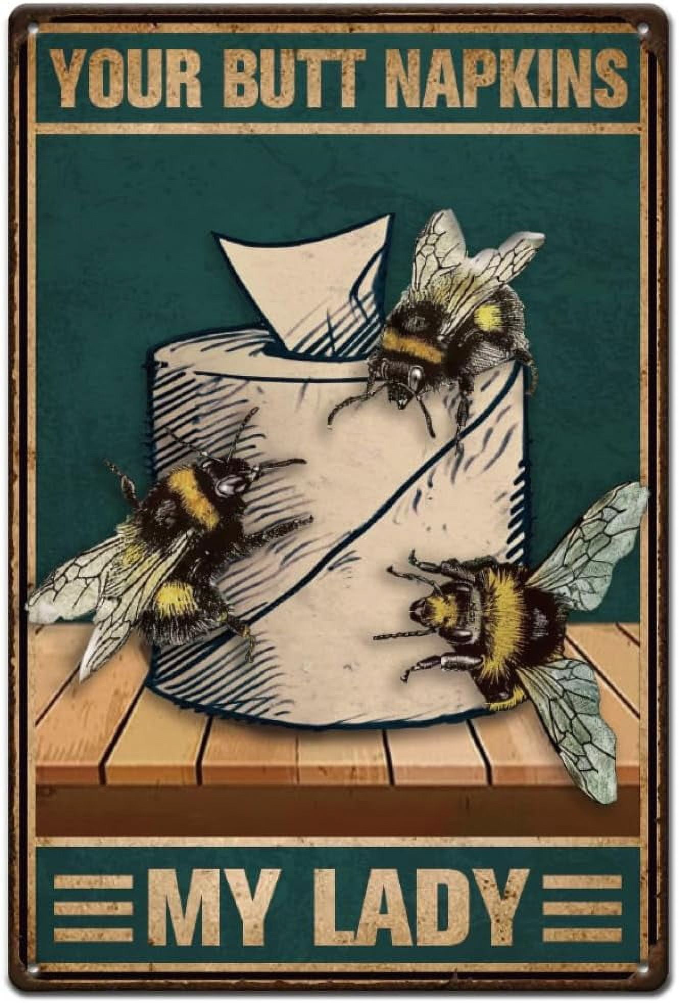 Metal Tin Sign Toilet Bees Vintage Iron Tin Sign Funny Bathroom Wall ...