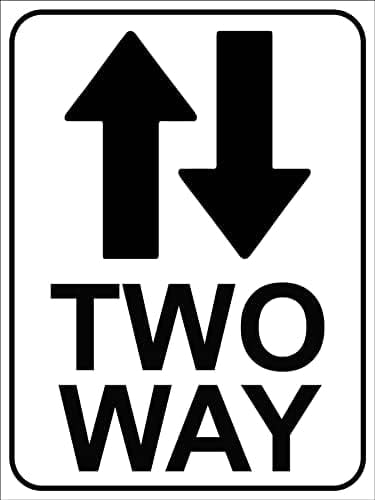 Metal Tin Sign Two Way Traffic Arrows Sign Caution Danger Safety ...