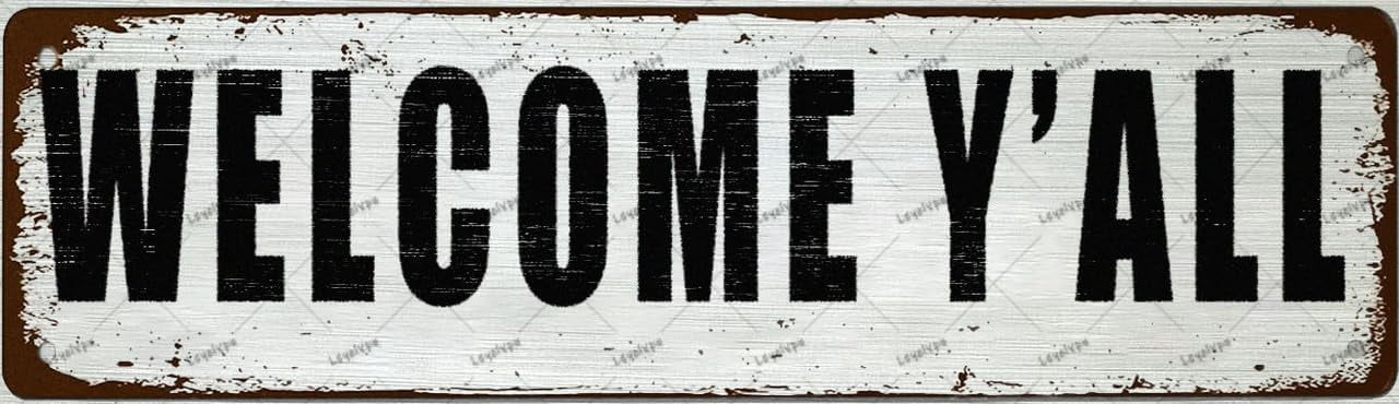 Metal Tin Sign Vintage Metal Signs WELCOME Y'ALL Wall Art Home Wall ...