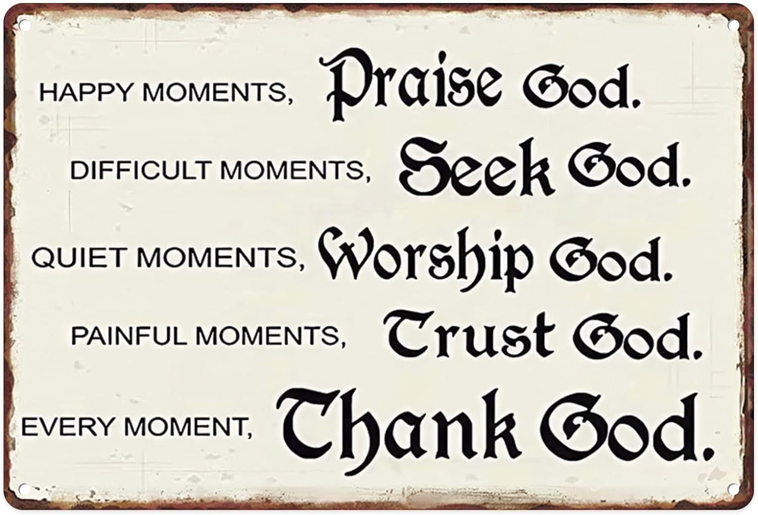 Metal Tin Sign Vintage Moments God Christian Inspirational For Home ...